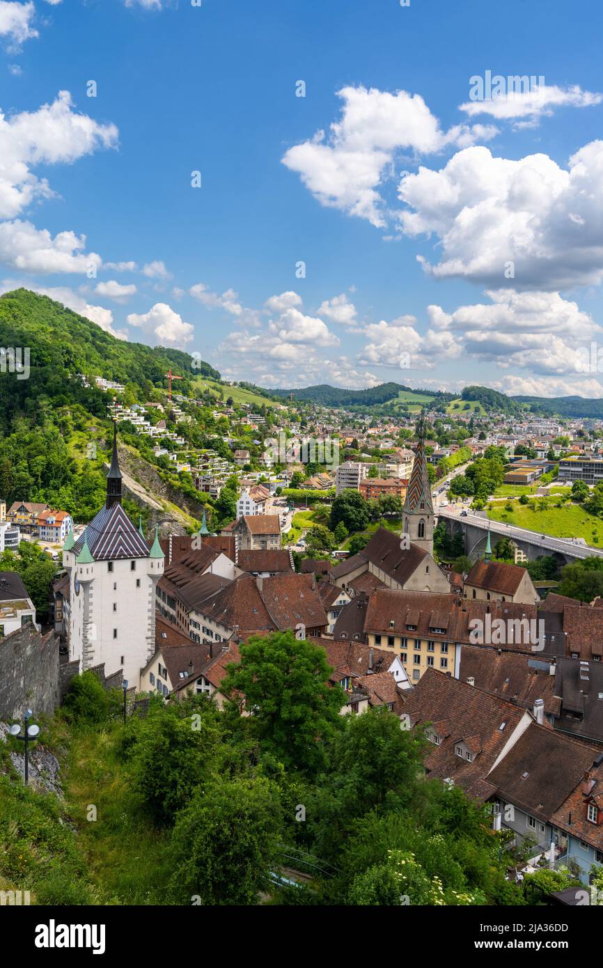 Baden, Switzerland - 25 May, 2022: vertical view of the hisotric old ...