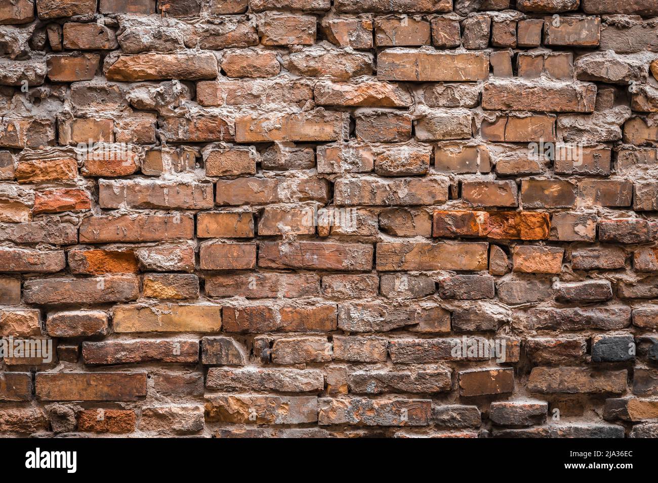 Old messy brick wall texture background exterior Stock Photo - Alamy