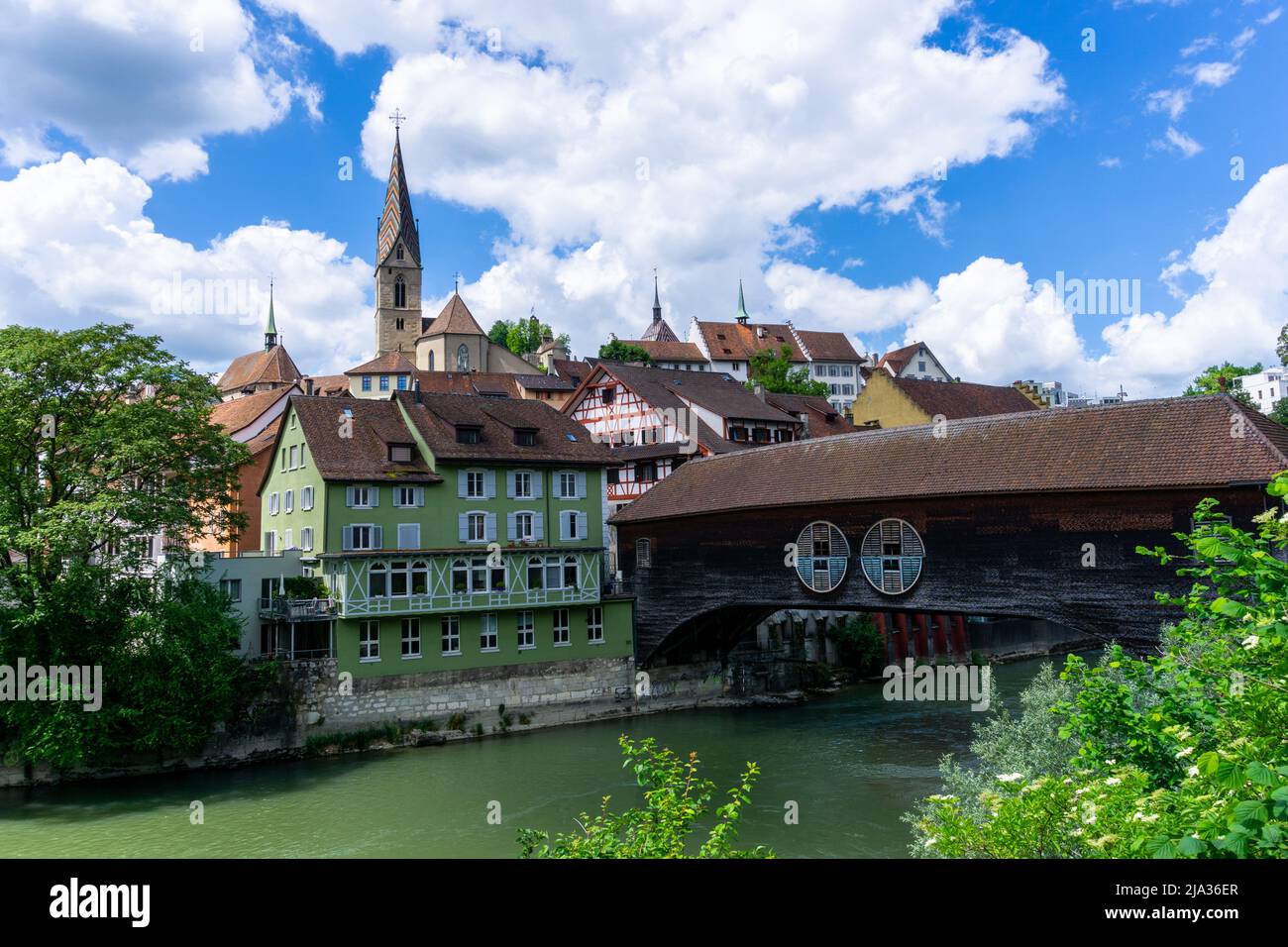 Baden, Switzerland - 25 May, 2022: view of the Limmat River and the ...
