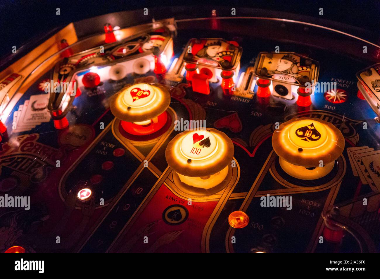 Budapest, Hungary - March 25, 2018: Pinball museum. Pinball table close ...