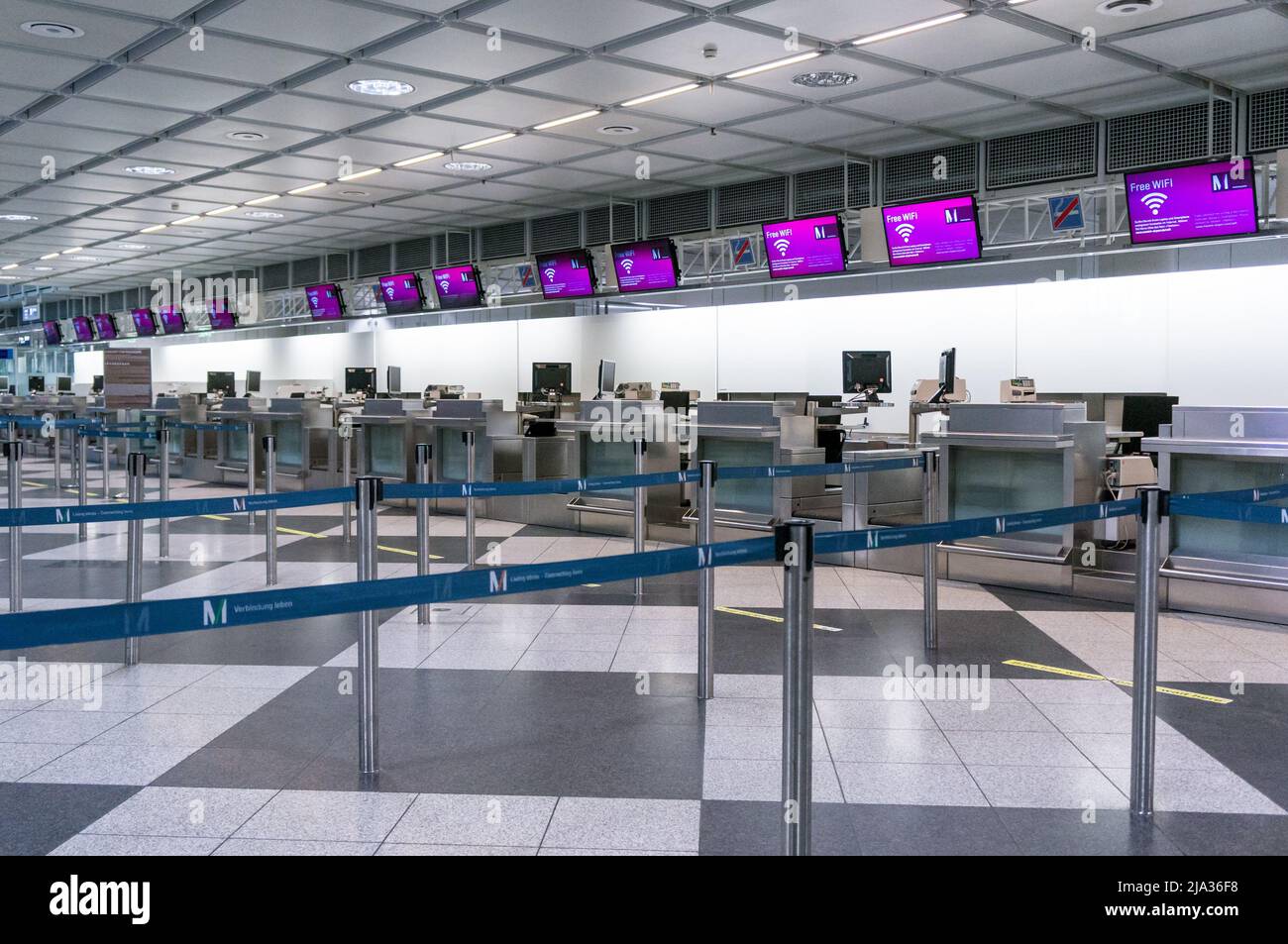 Munich, Germany - March 10, 2016: Gates of the terminal of Munich ...