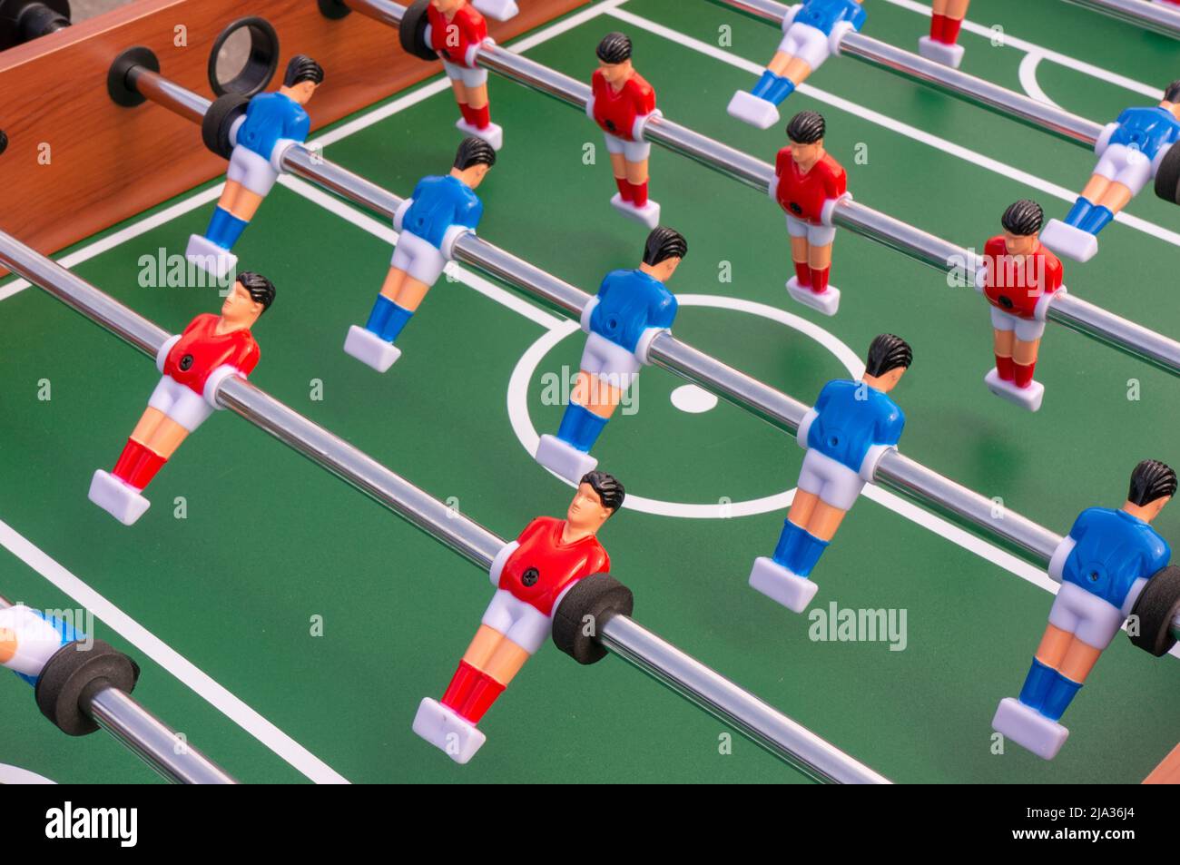 Table football game, Soccer table with red and blue players Stock Photo ...