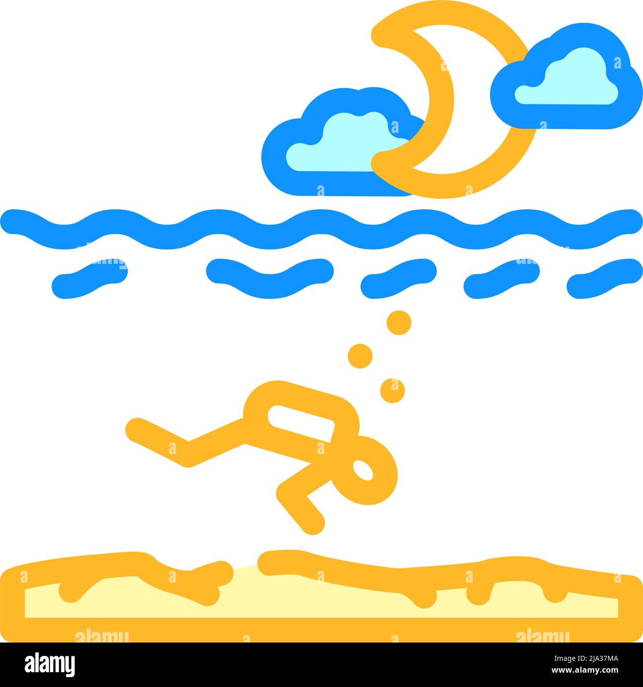 night diving course color icon vector illustration Stock Vector Image ...