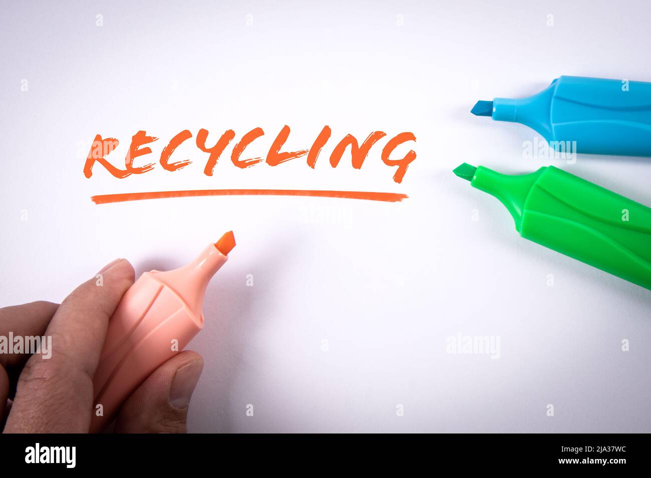 RECYCLING. Clean environment and processing industry concept.Markers on ...