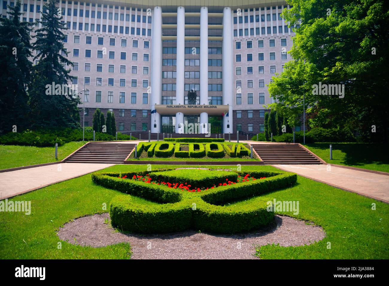 The building of the Parliament of the Republic of Moldova in Chisinau ...