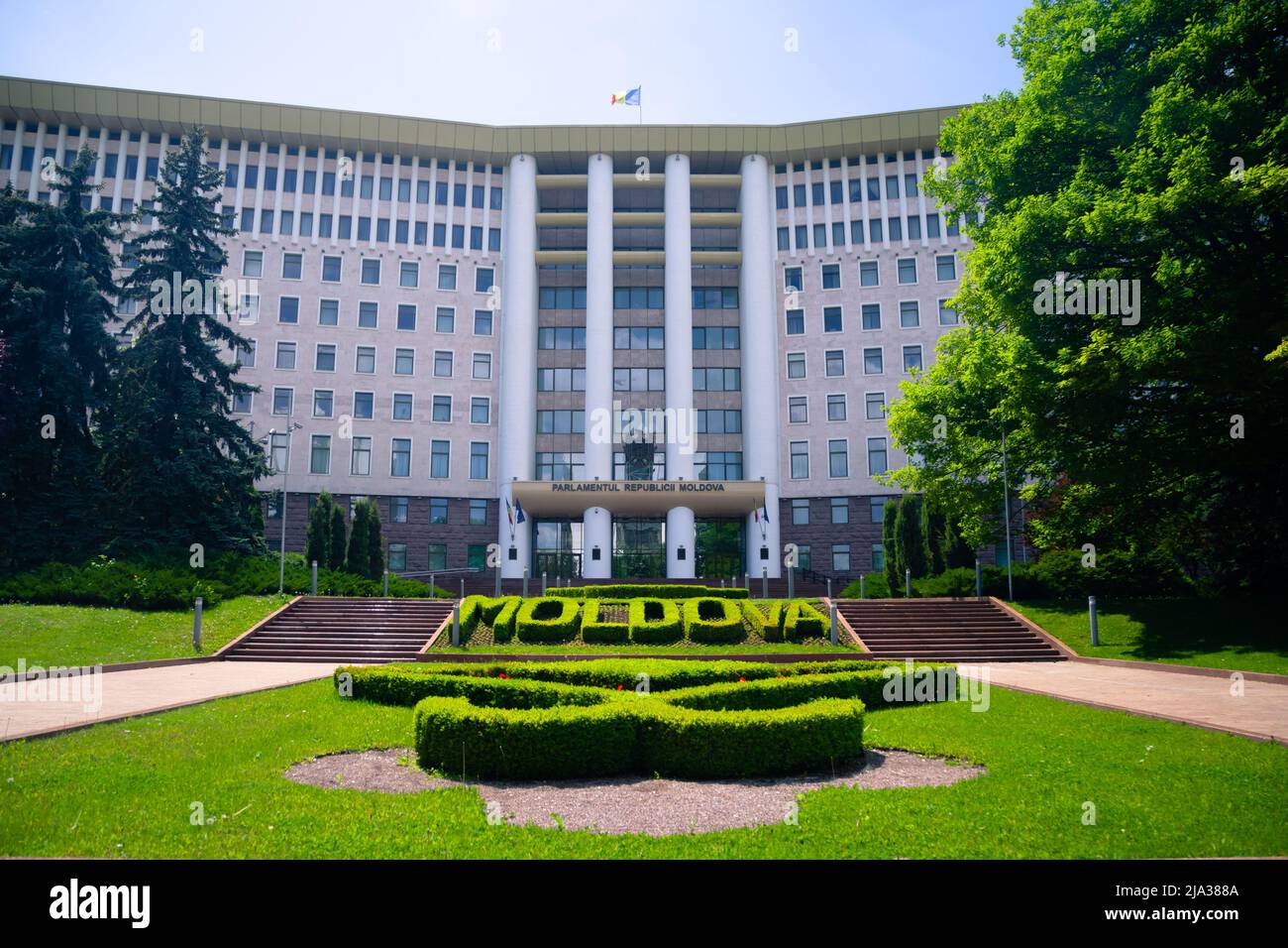 The building of the Parliament of the Republic of Moldova in Chisinau ...
