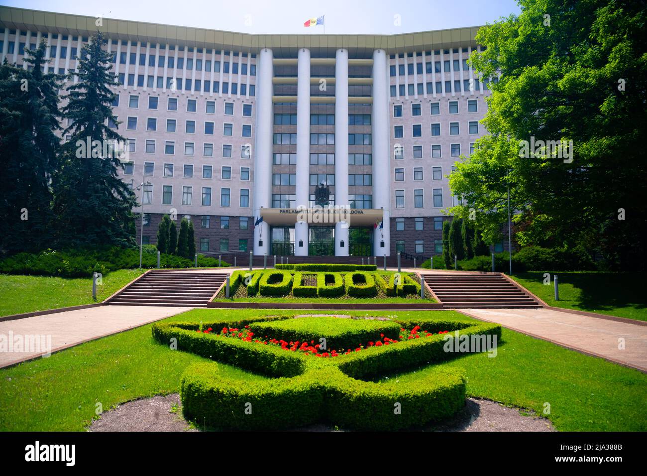 The building of the Parliament of the Republic of Moldova in Chisinau ...