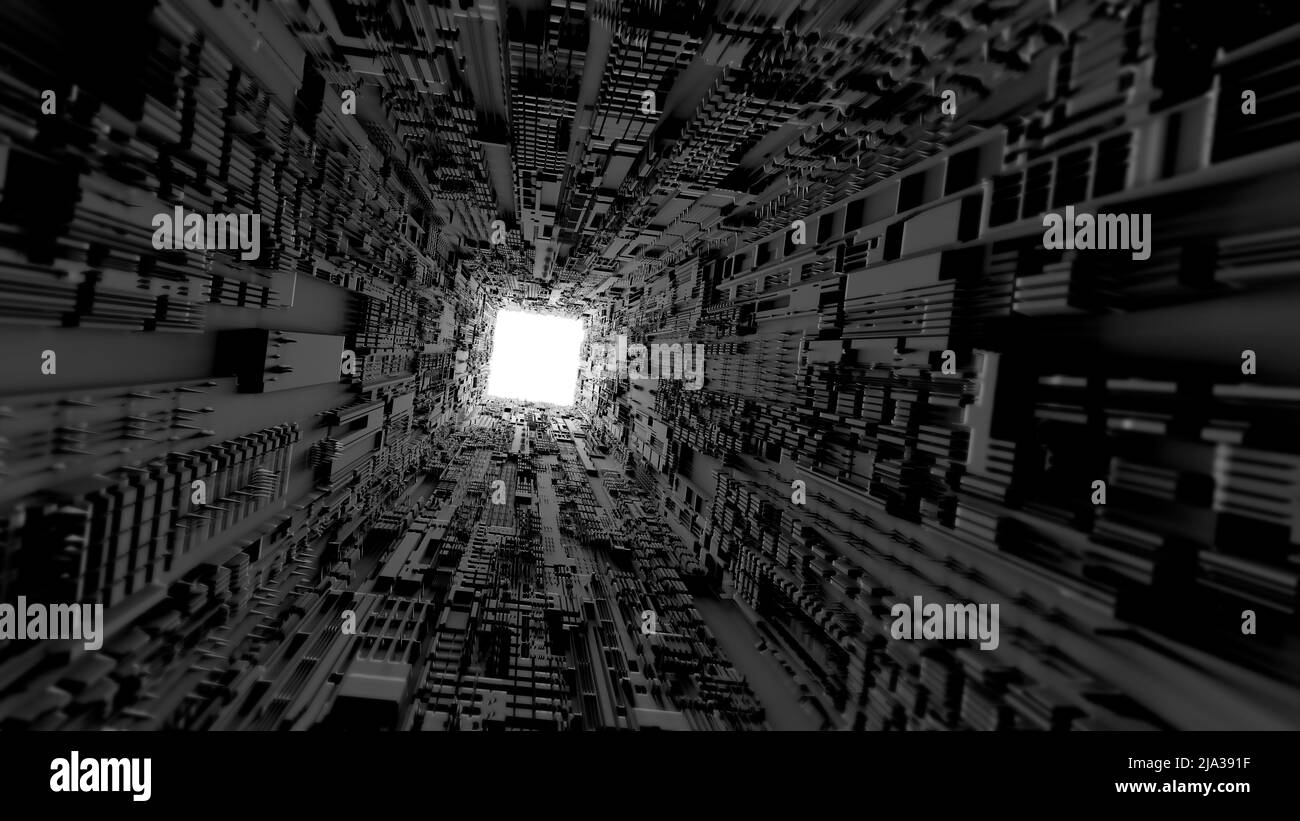 Futuristic lights digital data Black and White Stock Photos & Images ...