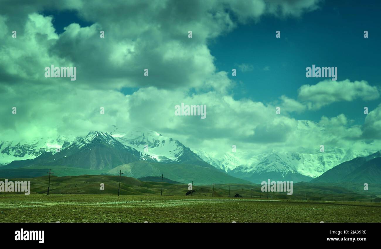 Alay Valley of Osh Region, Kyrgyzstan, Pamir mountains in Kyrgyzstan ...