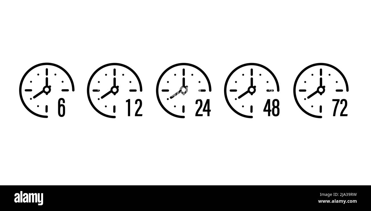 Clock arrow icons set 6, 12, 24, 48,72 4 hours. Set of Clock icon ...
