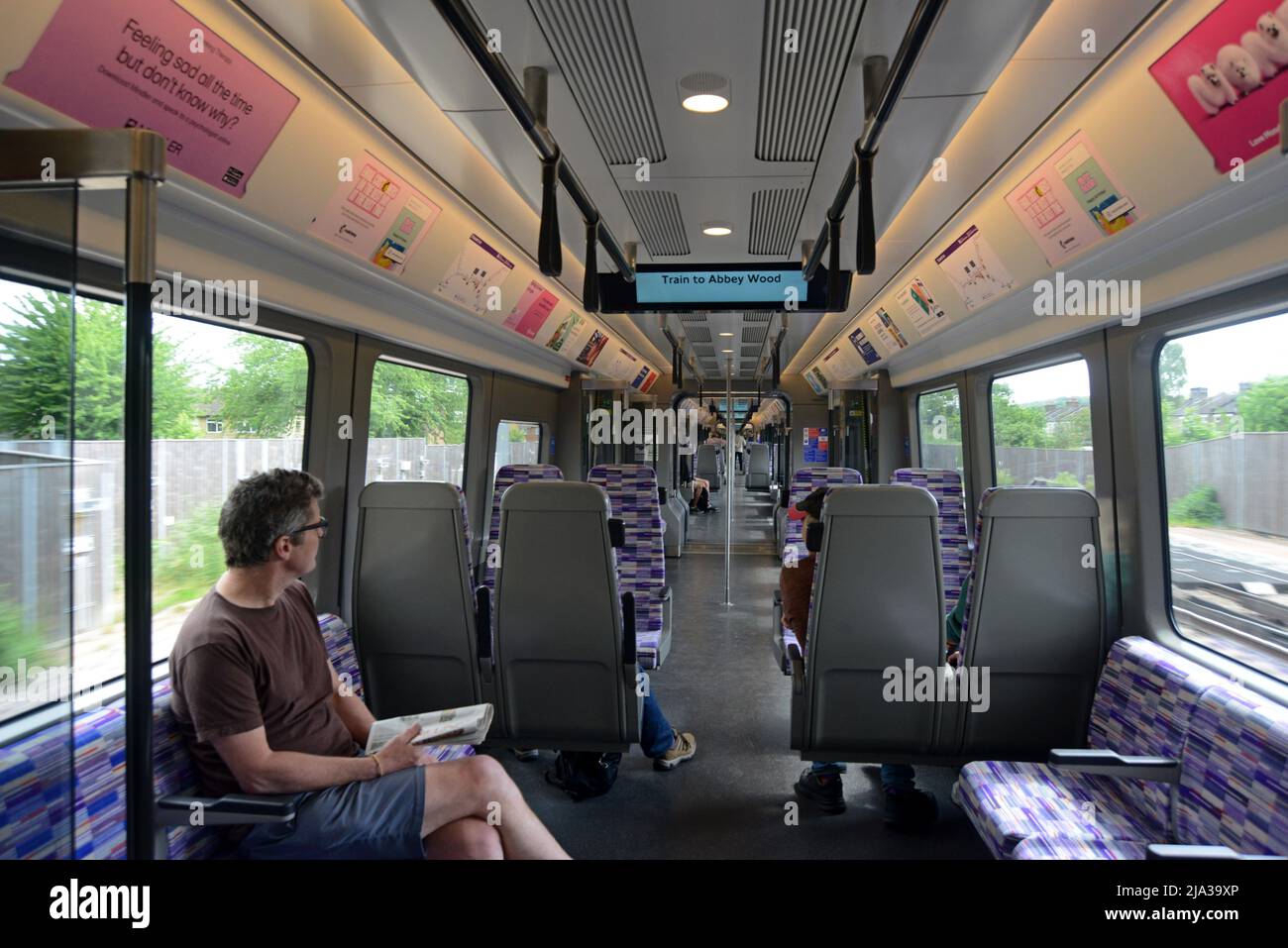 Passengers on the new 345 class Crossrail Elizabeth Line trains on ...
