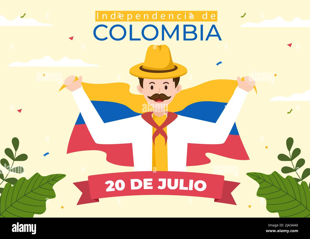 20 De Julio independencia De Colombia Cartoon Illustration with Flags ...