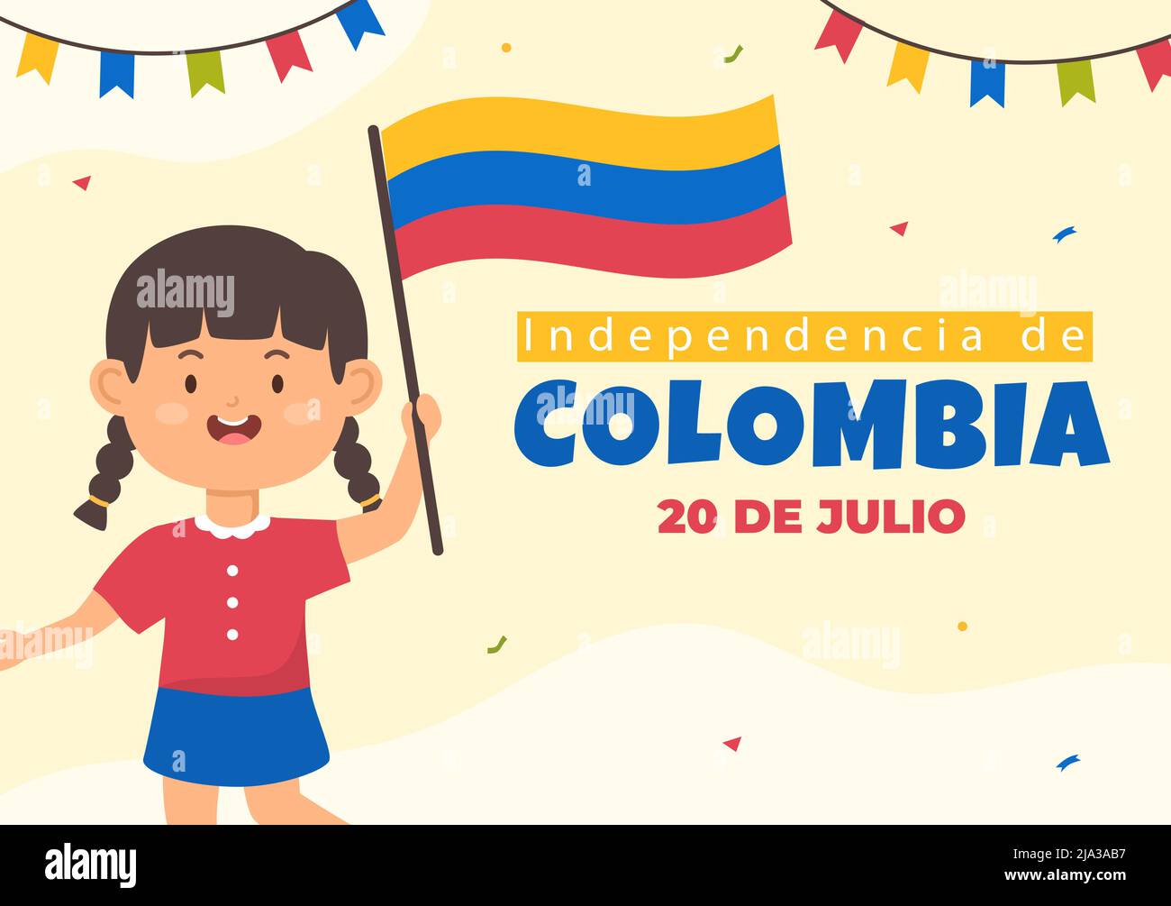 20 De Julio independencia De Colombia Cartoon Illustration with Flags ...