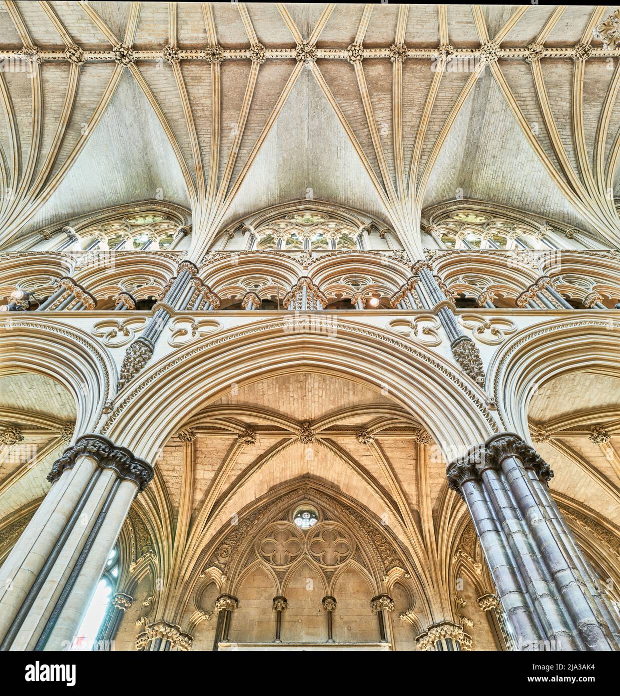 Ribbed ceiling at the east end of the christian medieval cathedral at ...