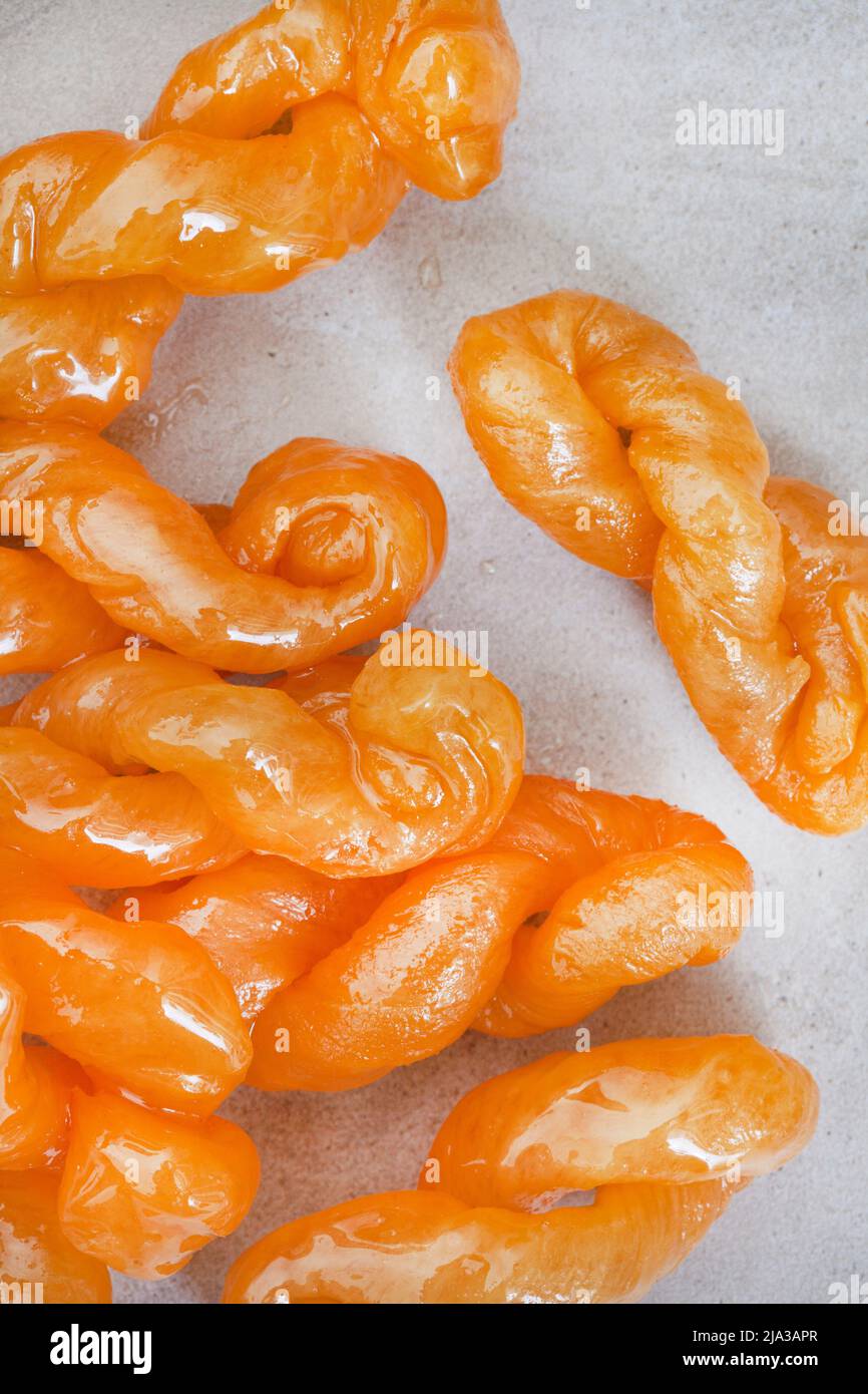 Delicious, golden, syrup drenched South African traditional koeksisters ...