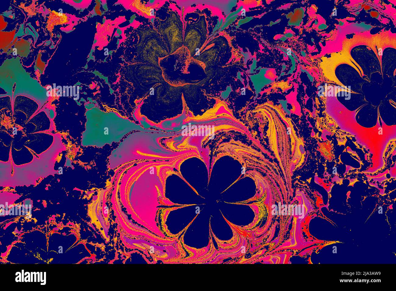 Abstract ebru cover art. Floral Ebru marbling texture background design ...