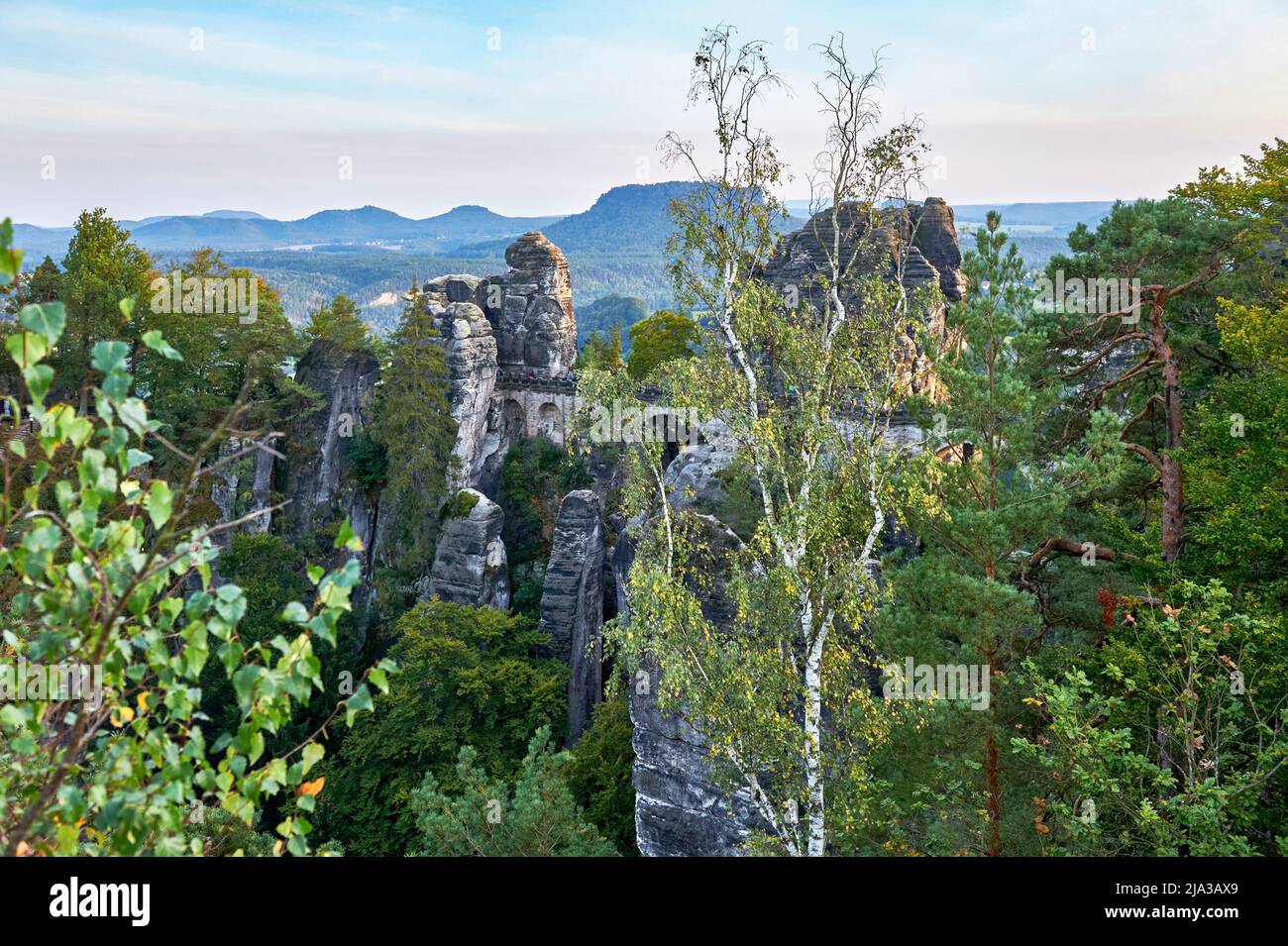 Bastei rocks before sunset, Germany Stock Photo - Alamy