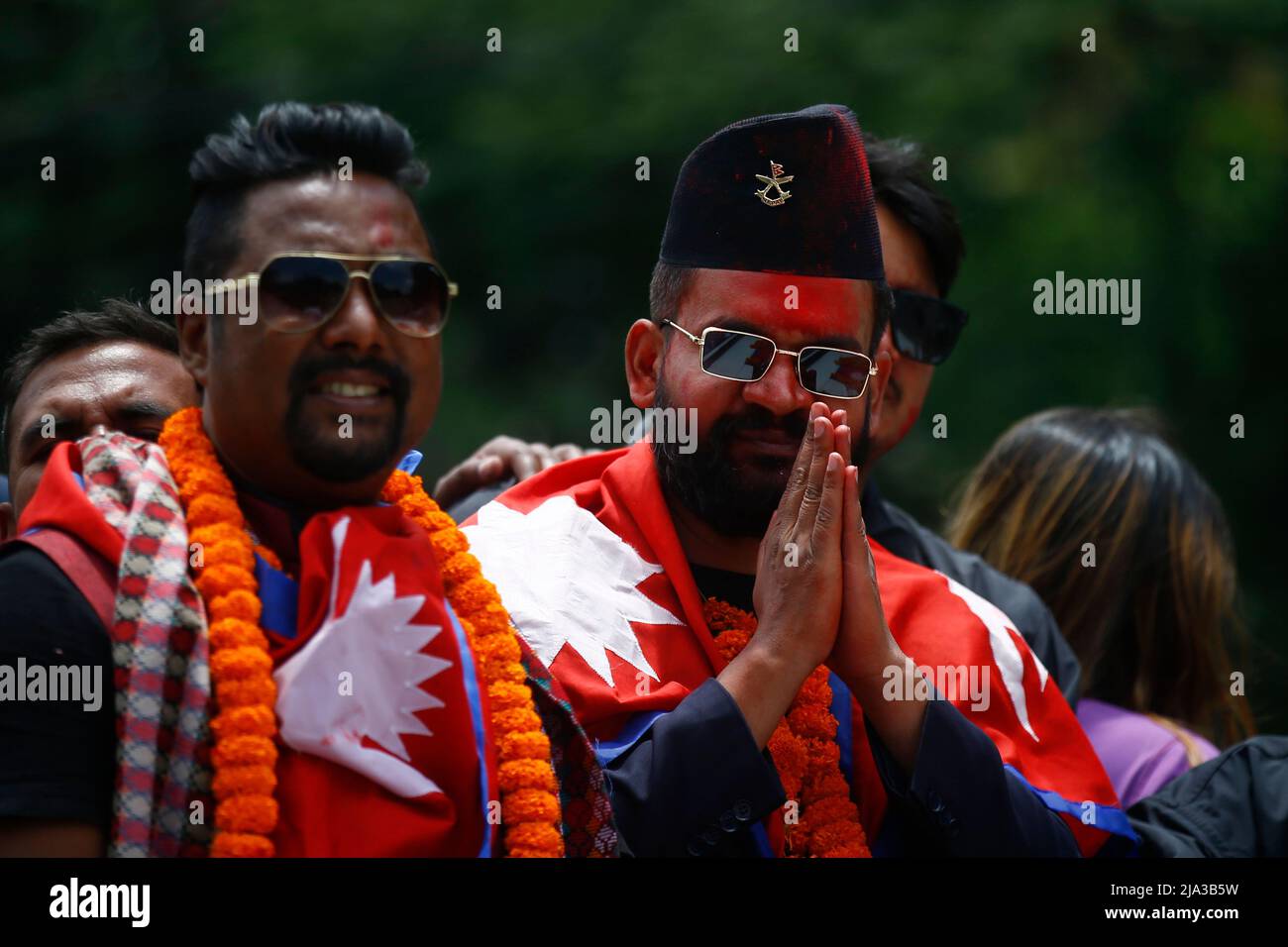 Kathmandu, Nepal. 27th May, 2022. Newly-elected independent mayor Balen ...