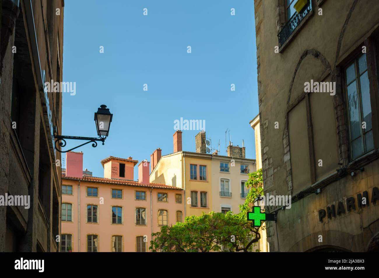 Lyon, France - May 11, 2022 : Typical colourful residential buildings ...