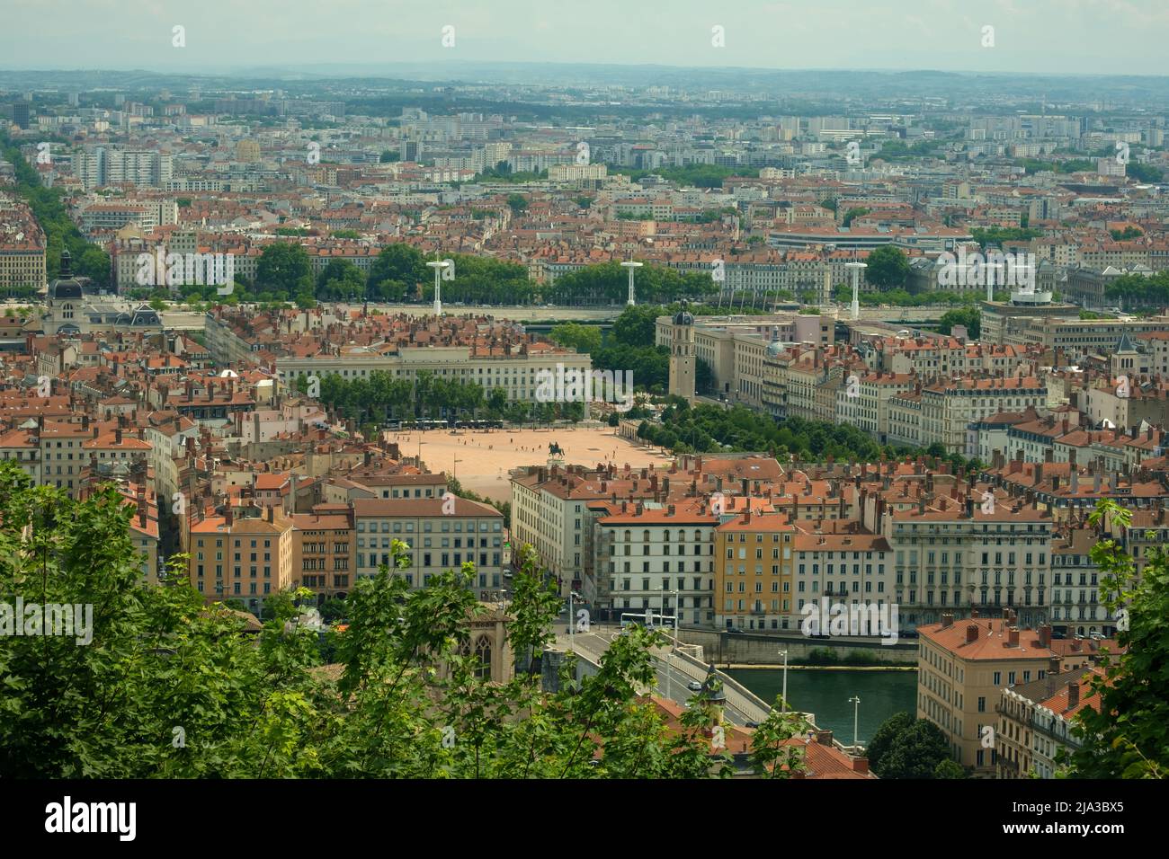 Panoramic view of the large square Bellevue, in the center of Lyon ...