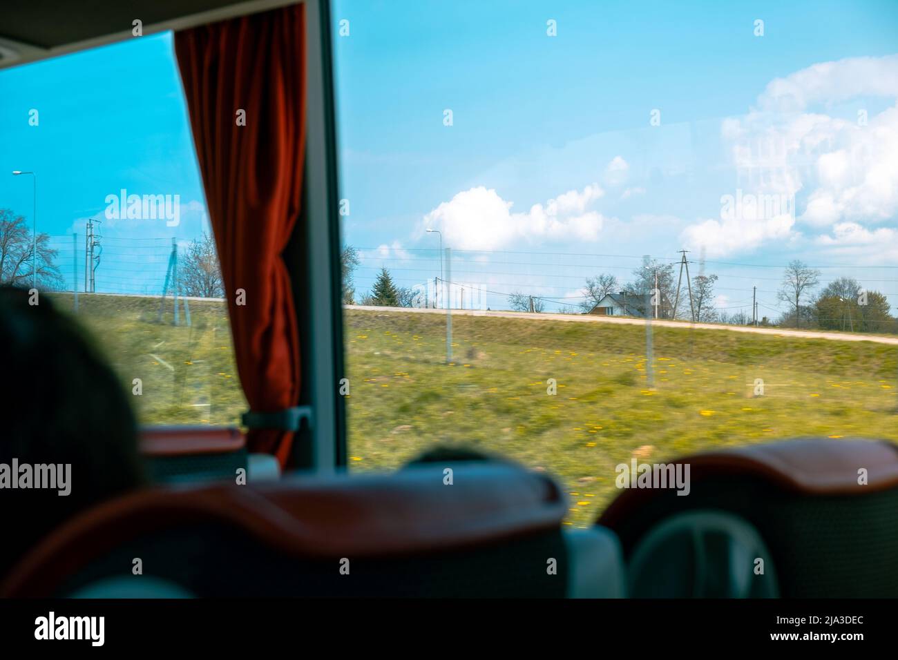 inside coach bus road trip highway Stock Photo - Alamy