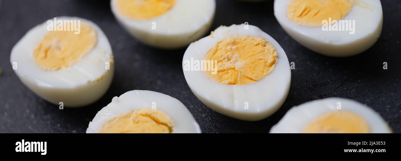 Boiled egg half halves hi-res stock photography and images - Alamy