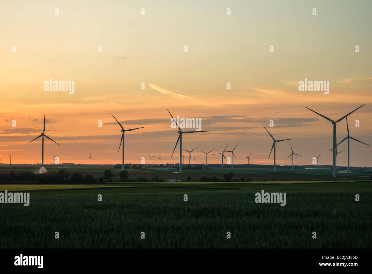 Modern wind turbines generating sustainable hi-res stock photography ...