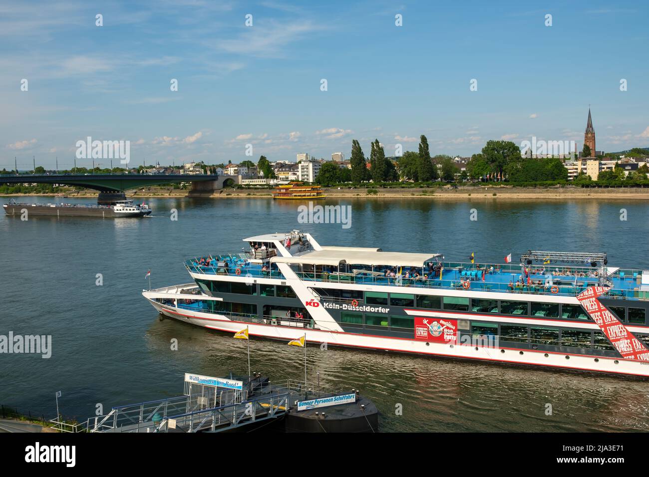 Bonn, Germany - May 18, 2022 : View of a touristic river boat with ...