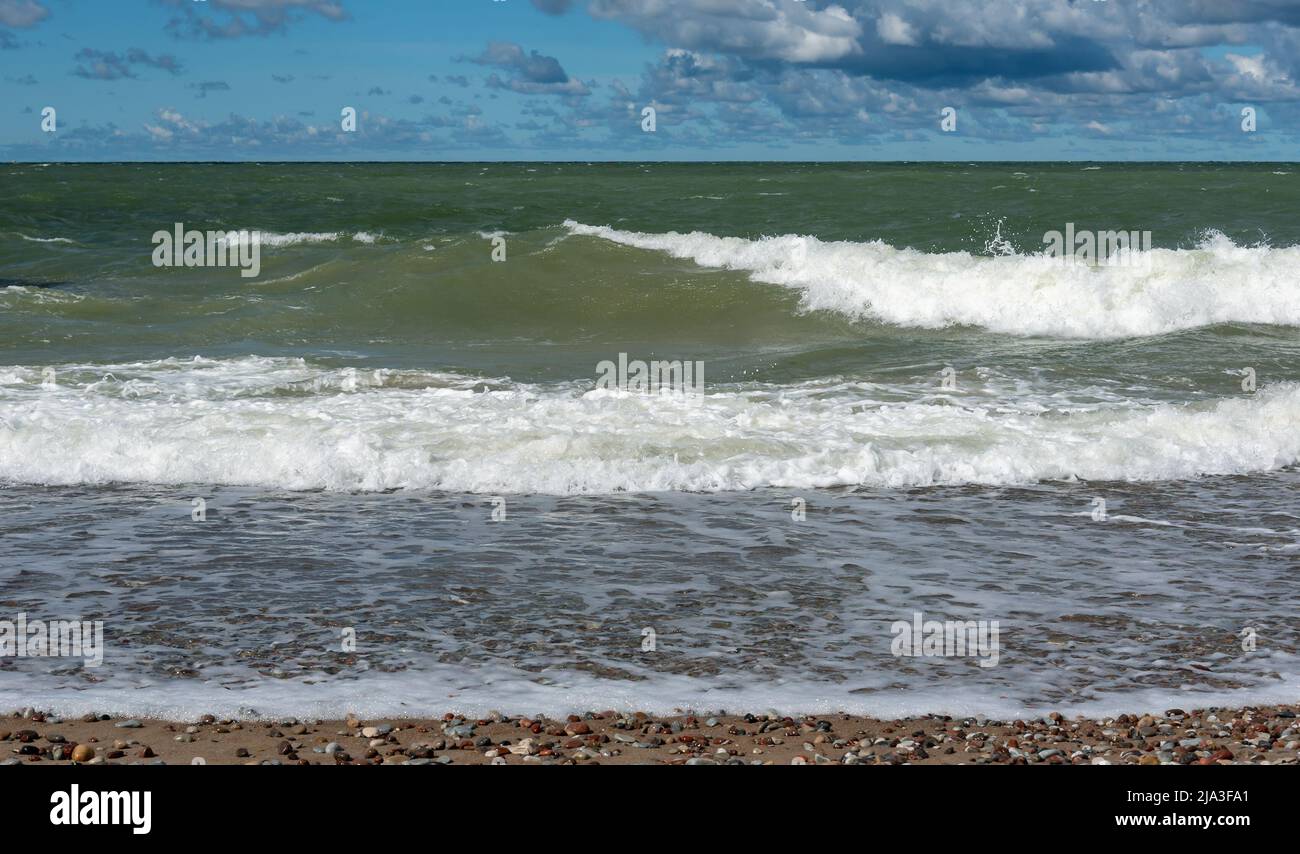 View of the wavy Baltic Sea Stock Photo - Alamy