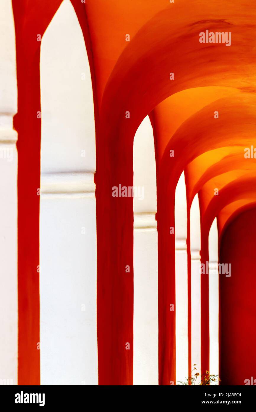 View of a stone columns of an old castle Stock Photo - Alamy