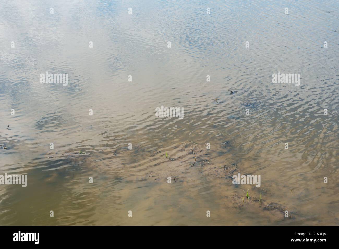 Surface of big puddle with waves Stock Photo - Alamy