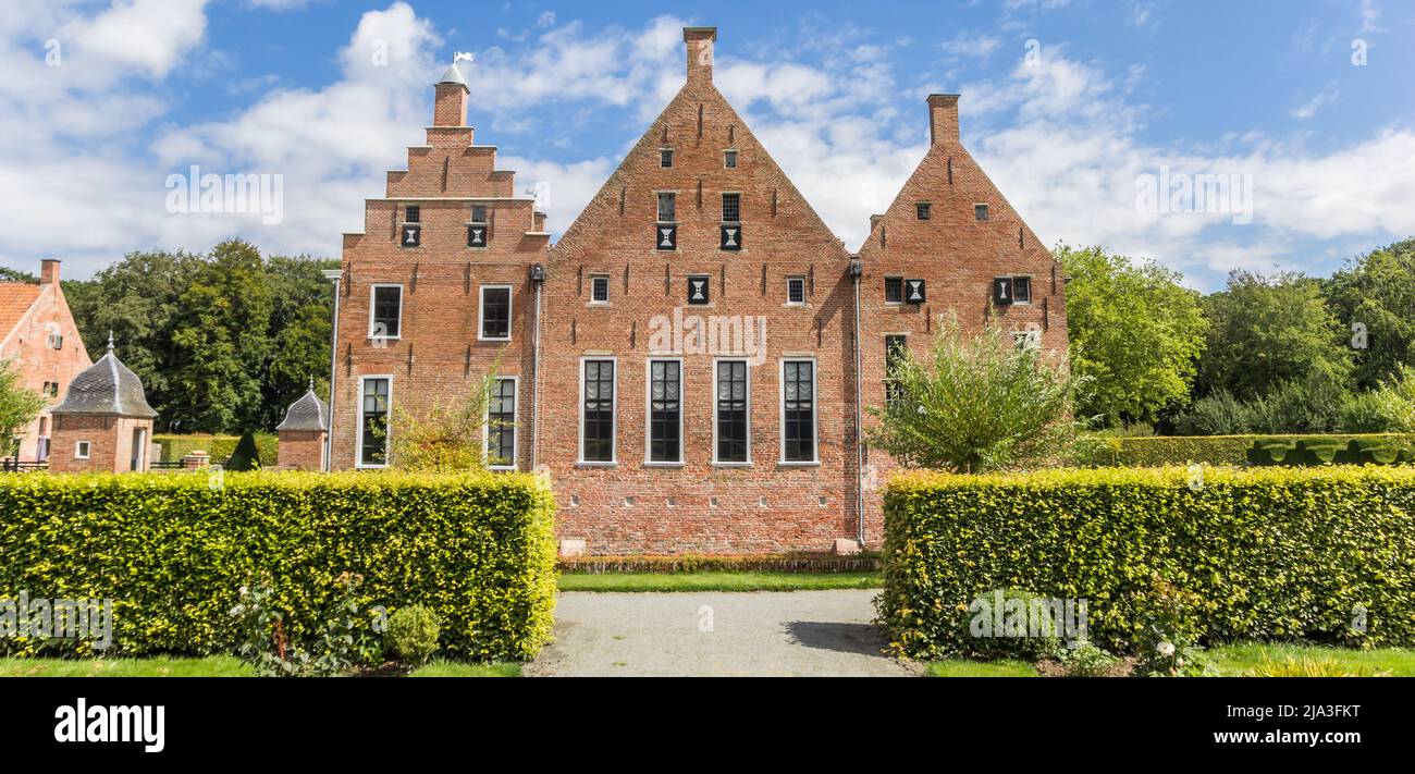 Panorama of the historic Menkemaborg building in Uithuizen, Netherlands ...