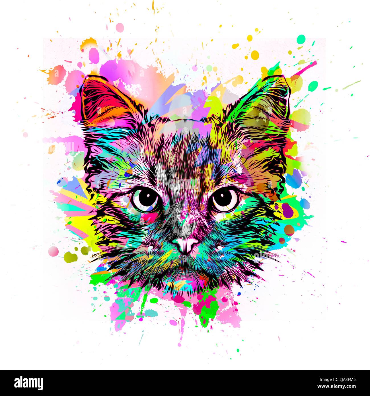 abstract colorful cat muzzle illustration, graphic design concept color ...
