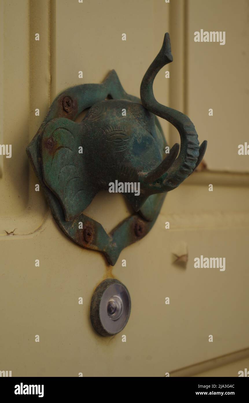 Door knocker or Door bell Stock Photo - Alamy
