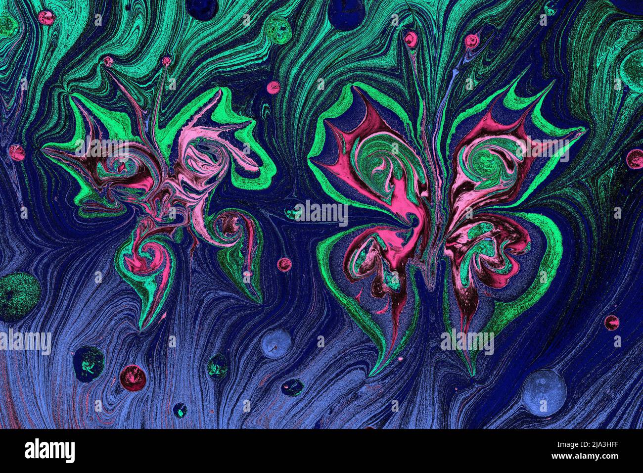 Ebru marbling handmade art, traditional Ebru technique. abstract ...