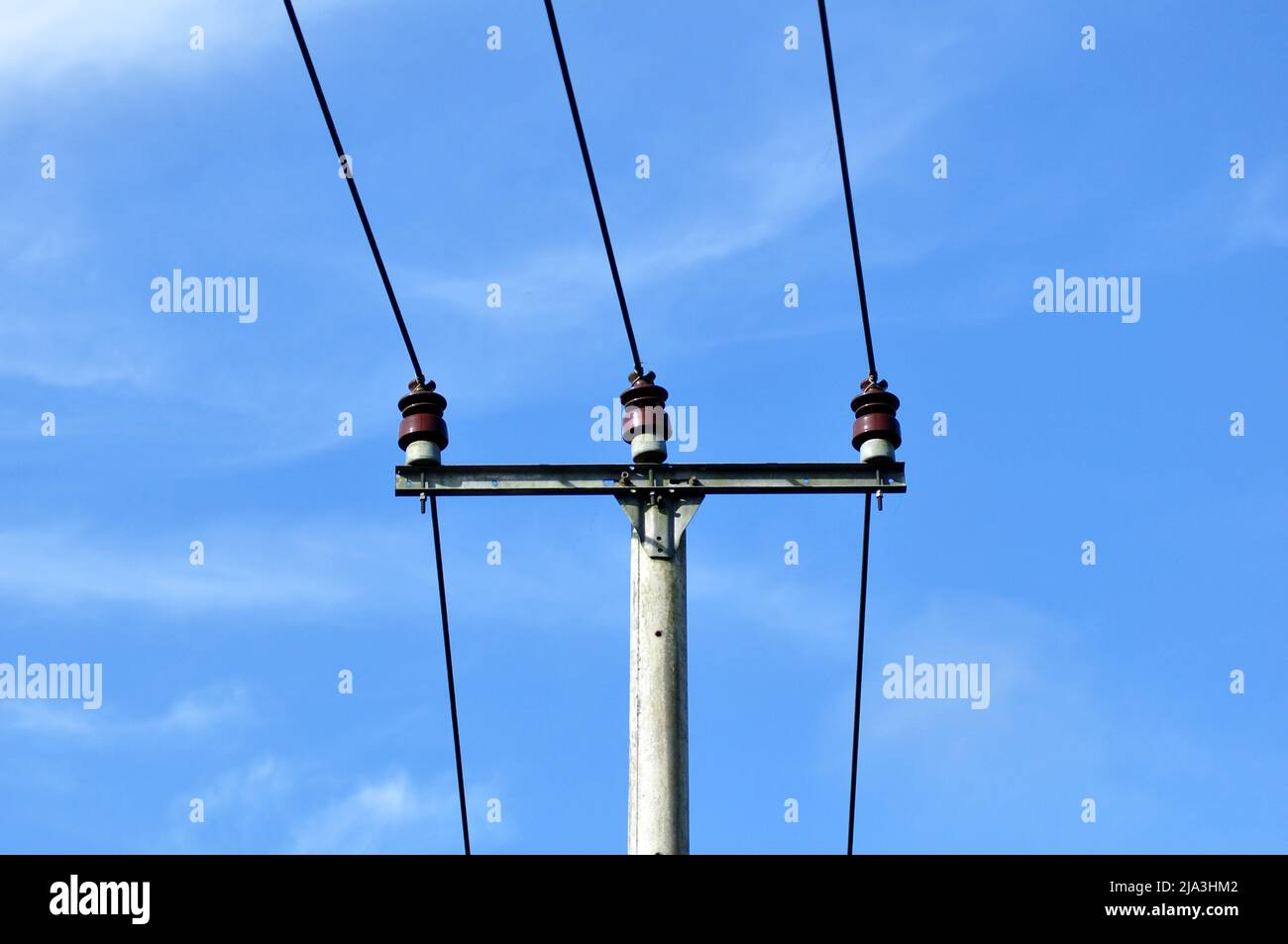 Electric cables and poles in residential in Indonesia Stock Photo - Alamy