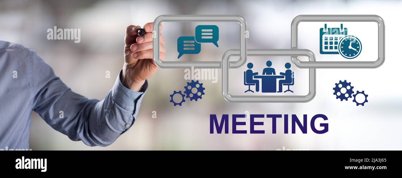 Man drawing a meeting concept Stock Photo - Alamy