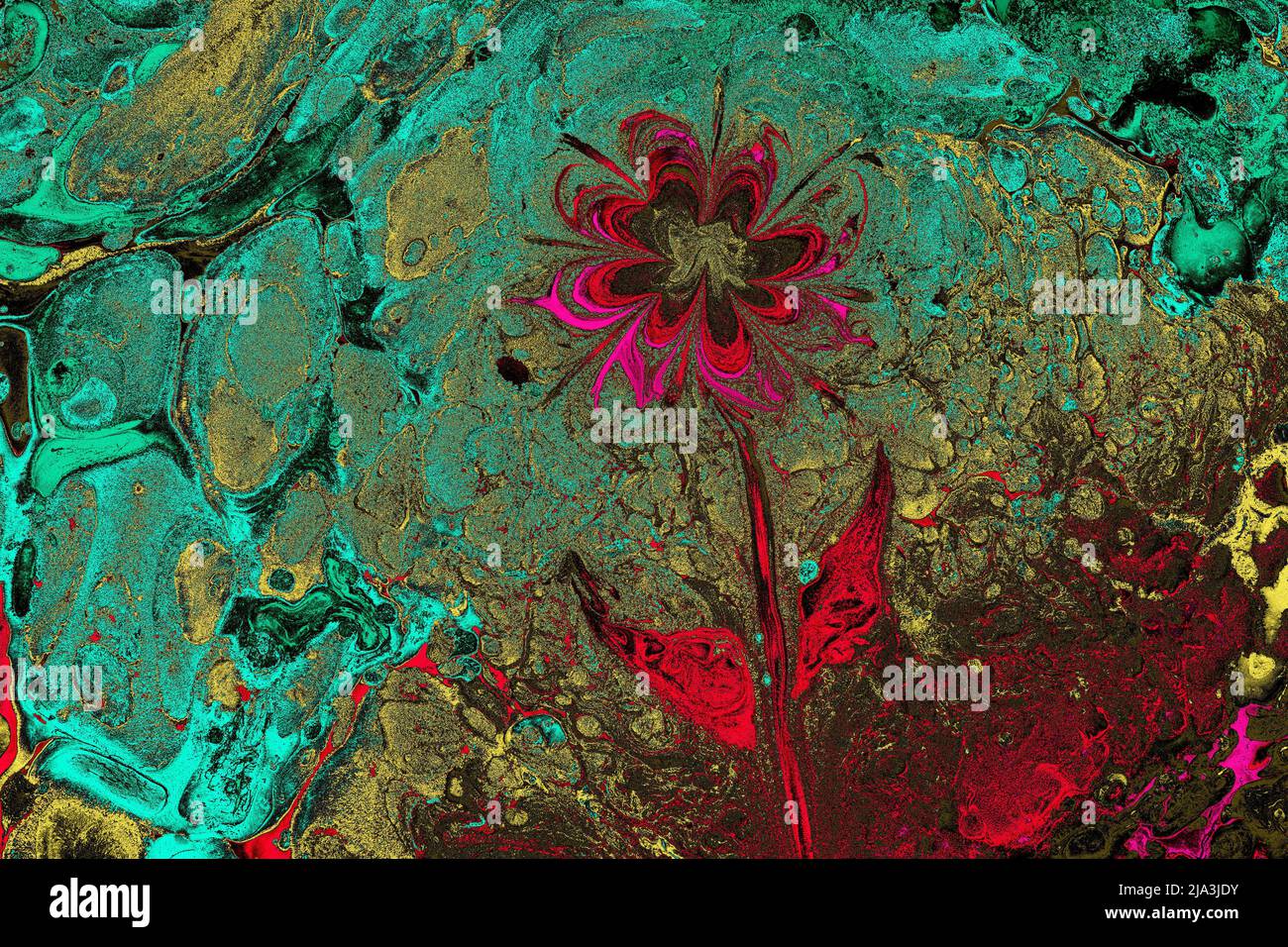 Abstract ebru cover art. Floral Ebru marbling texture background design ...