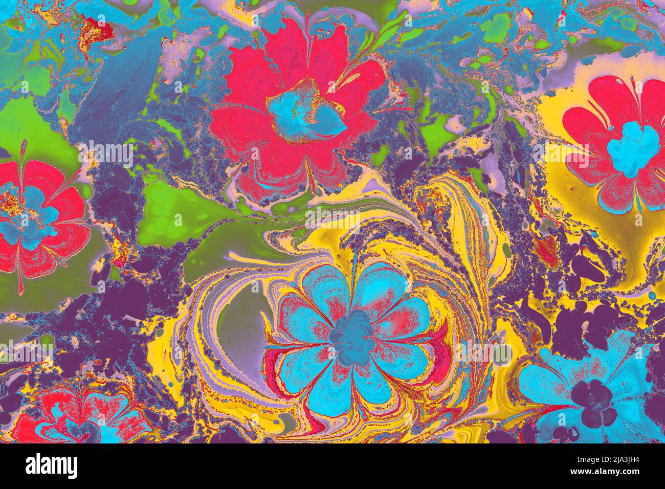 Abstract ebru cover art. Floral Ebru marbling texture background design ...