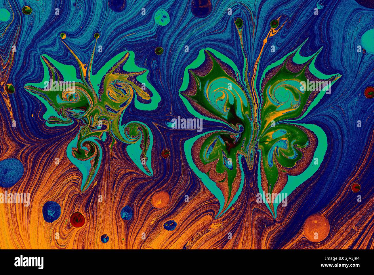 Ebru marbling handmade art, traditional Ebru technique. abstract ...