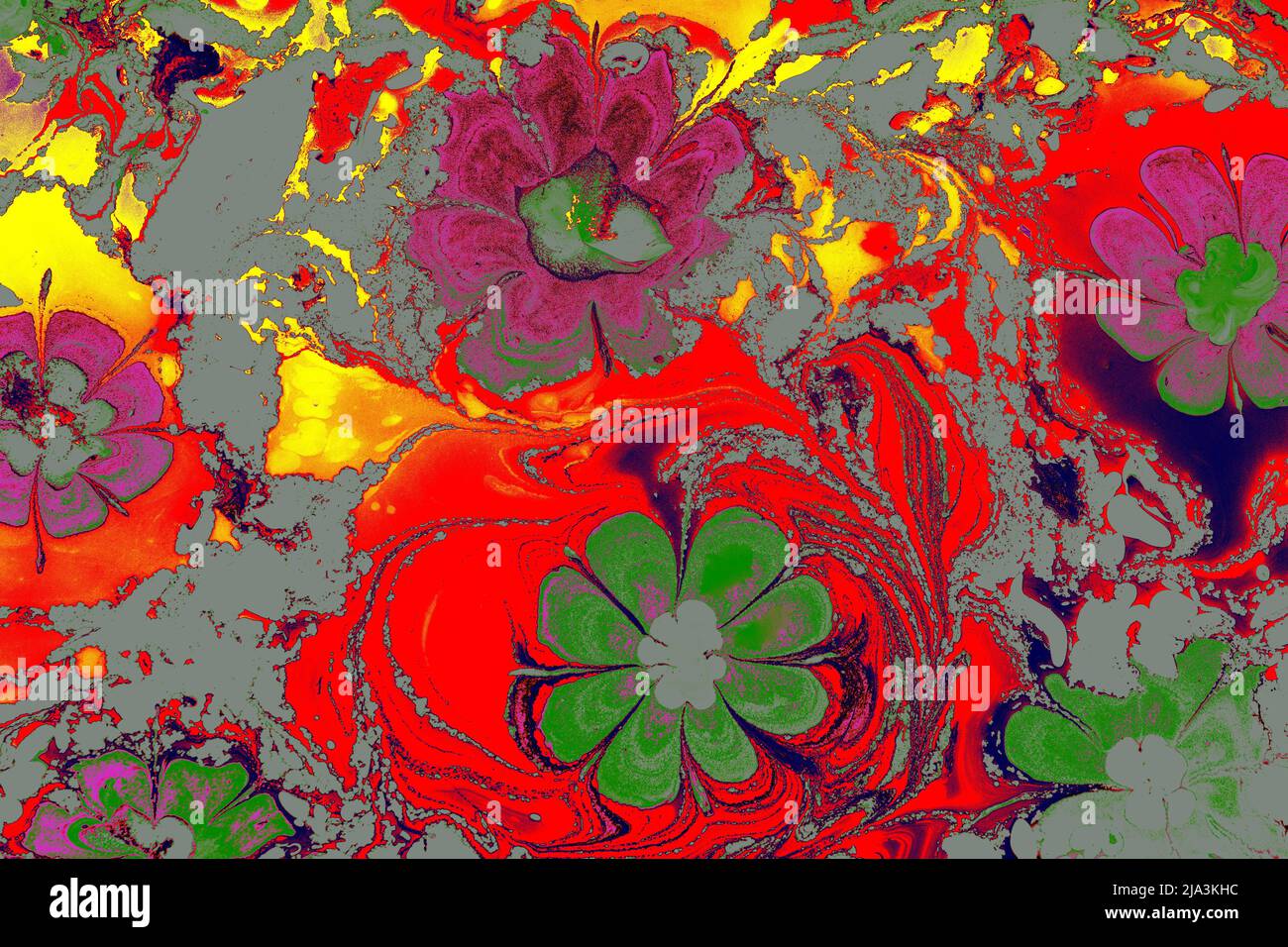 Abstract ebru cover art. Floral Ebru marbling texture background design ...