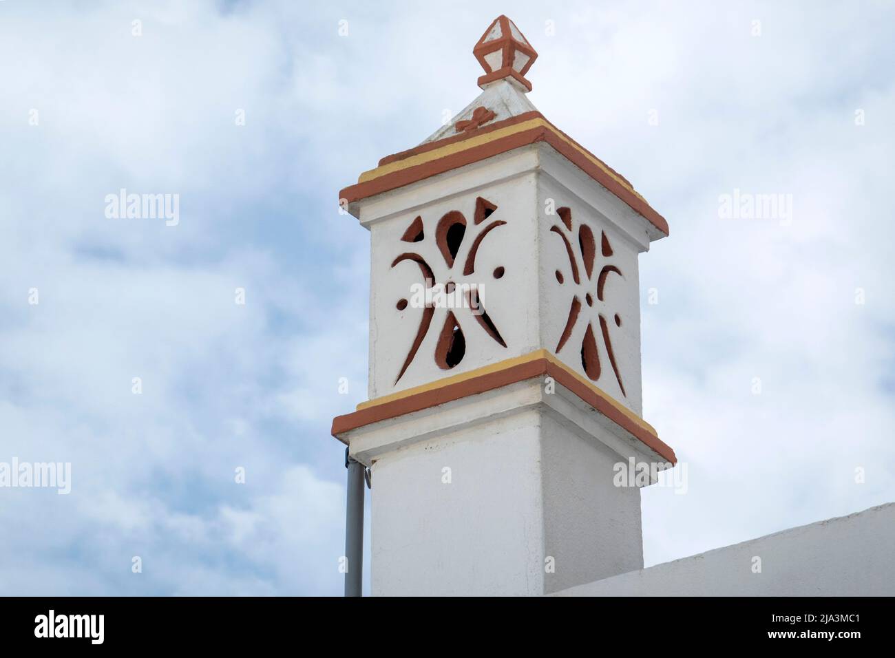 Close view of the typical traditional architecture of Algarve chimneys ...