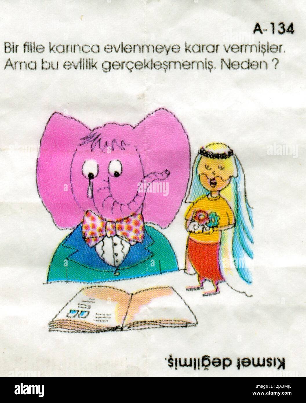 Turkish chewing gum insert. Cartoon. 1980s Stock Photo - Alamy