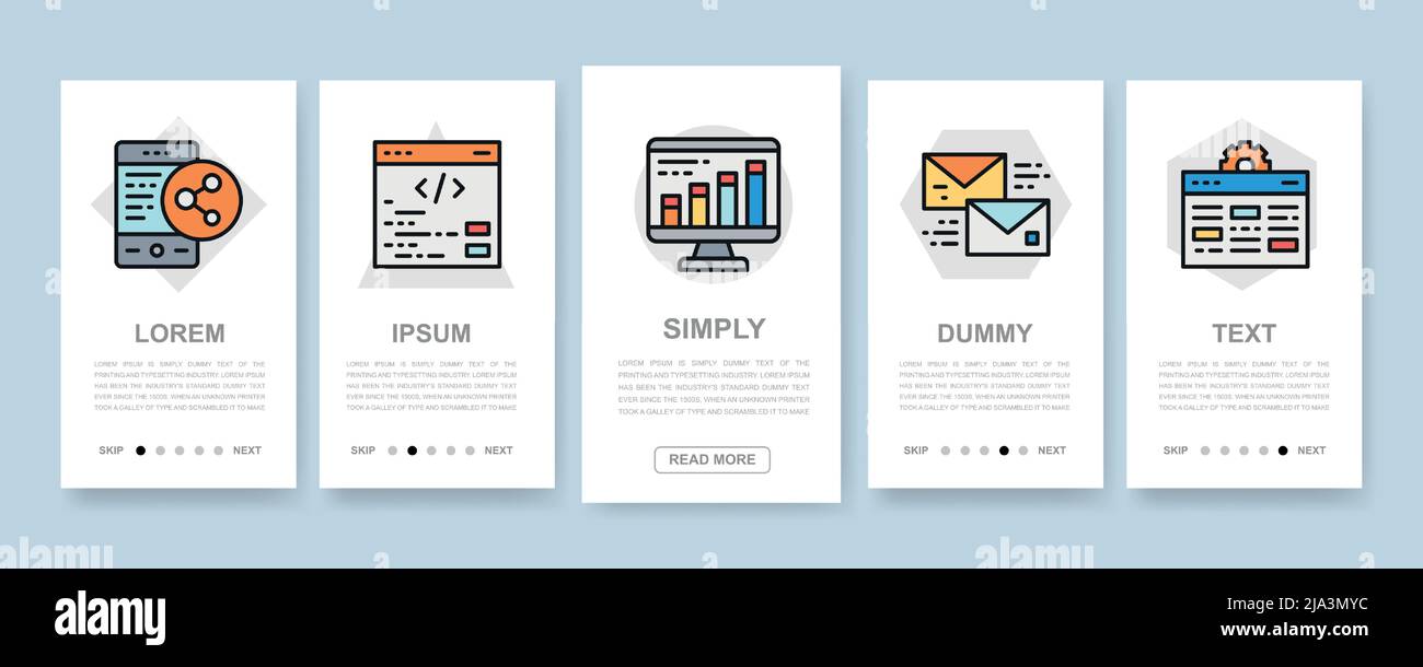 SEO vertical banners set. Modern thin line flat icons for website menu ...