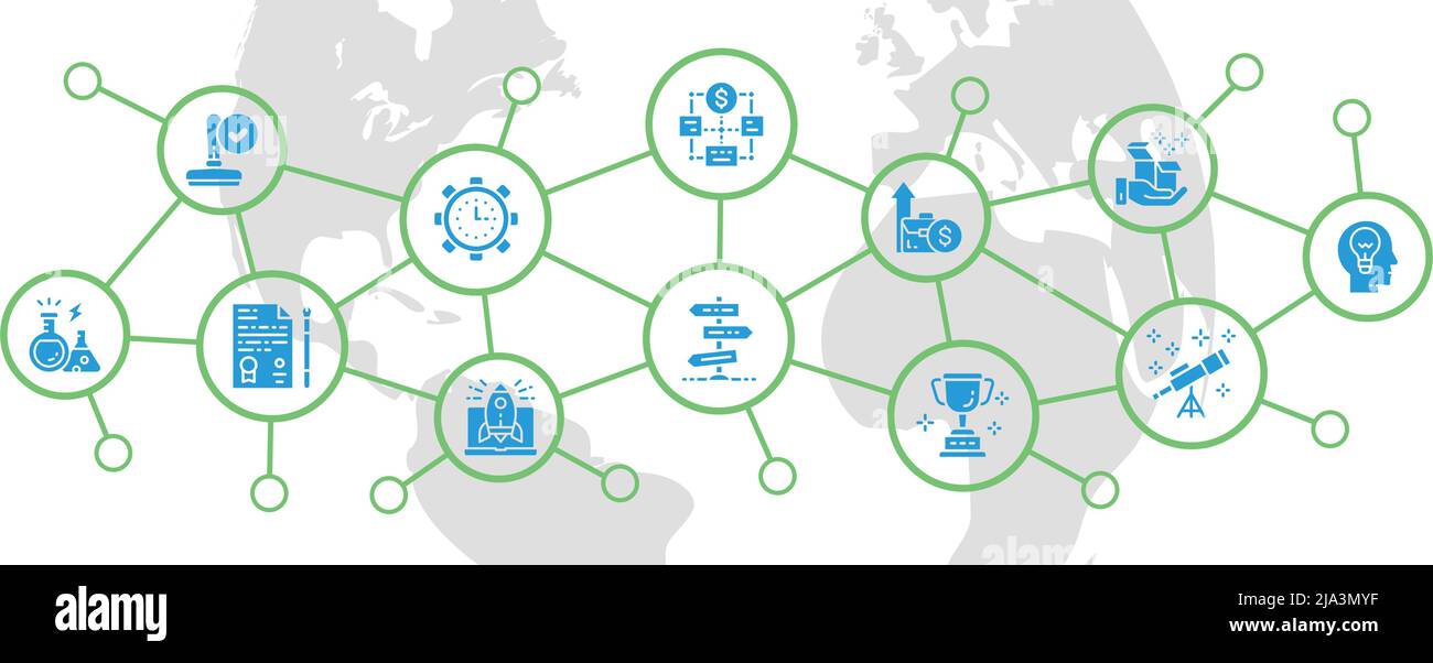 Start up marketing advertising icon banner. Time management, idea ...