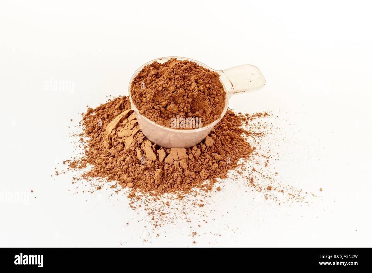Scoop with whey protein powder. Sport food supplement and gym diet ...