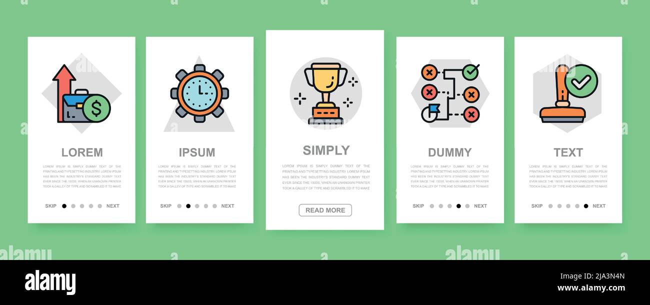 Start up mobile app screens set. Time management, idea generation ...