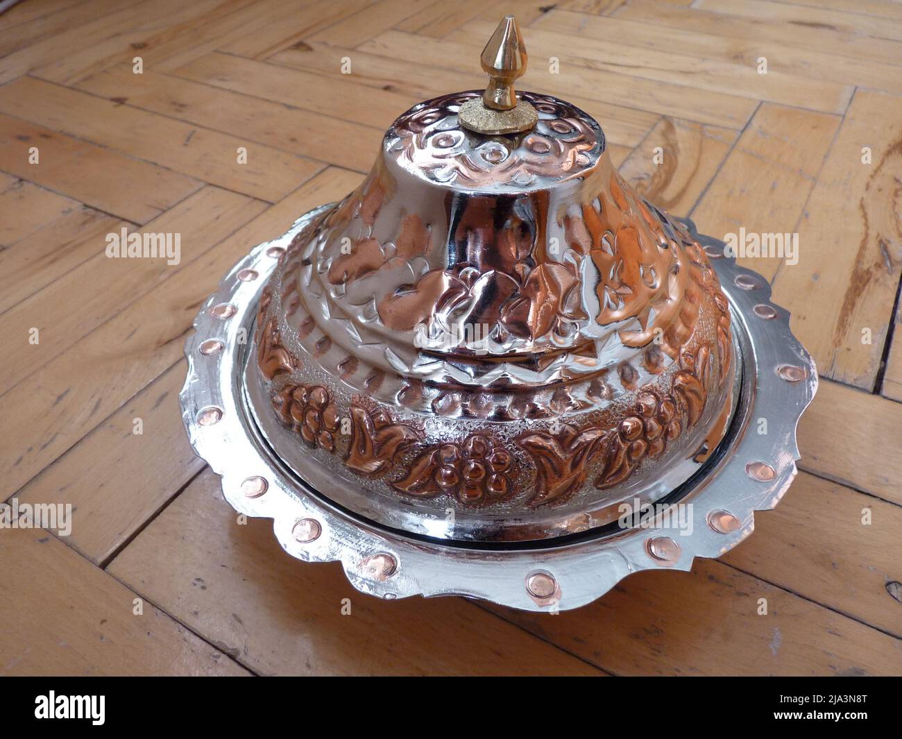 Turkish authentic, local metal dinner plate Stock Photo - Alamy