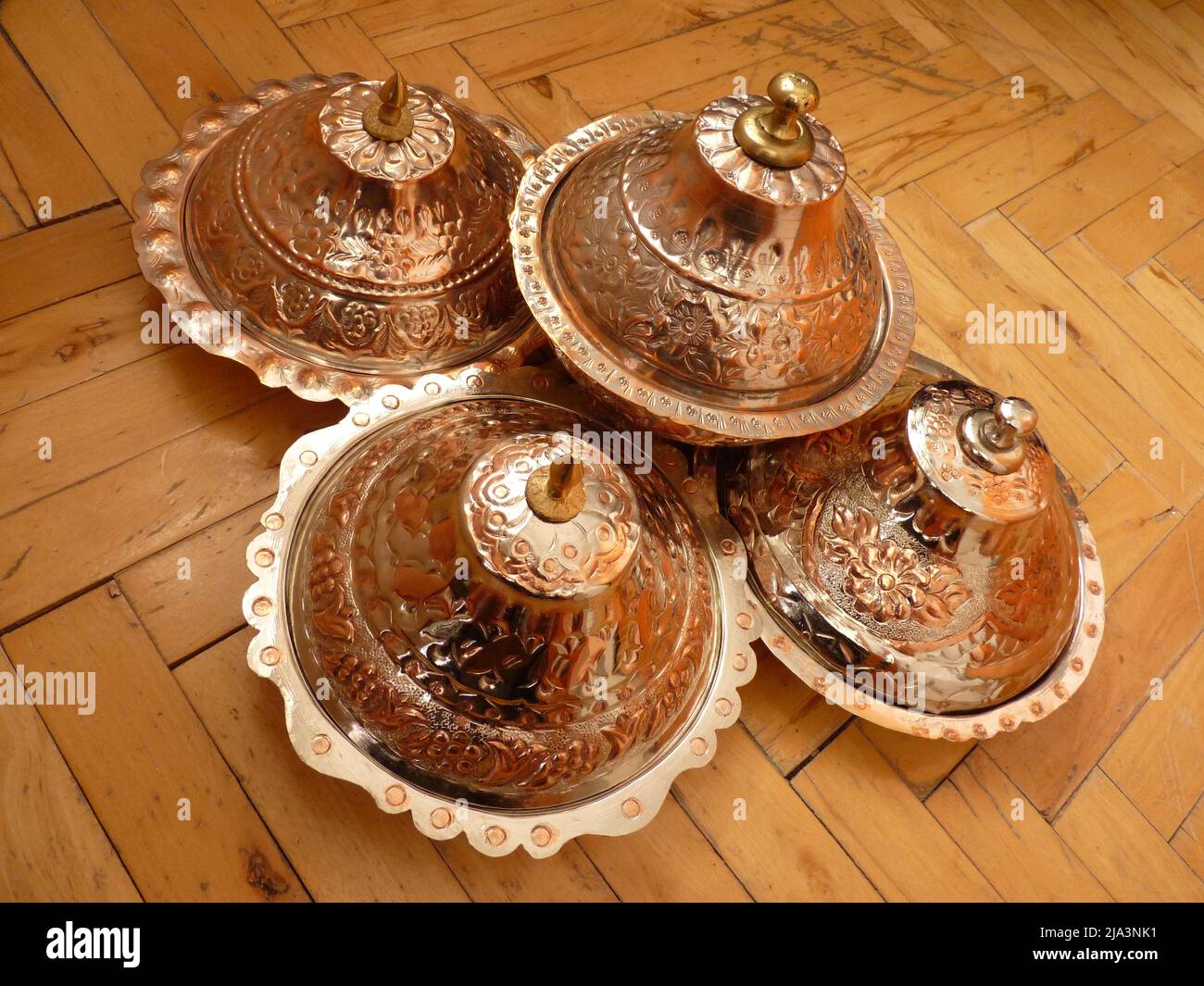 Turkish authentic, local metal dinner plate Stock Photo - Alamy