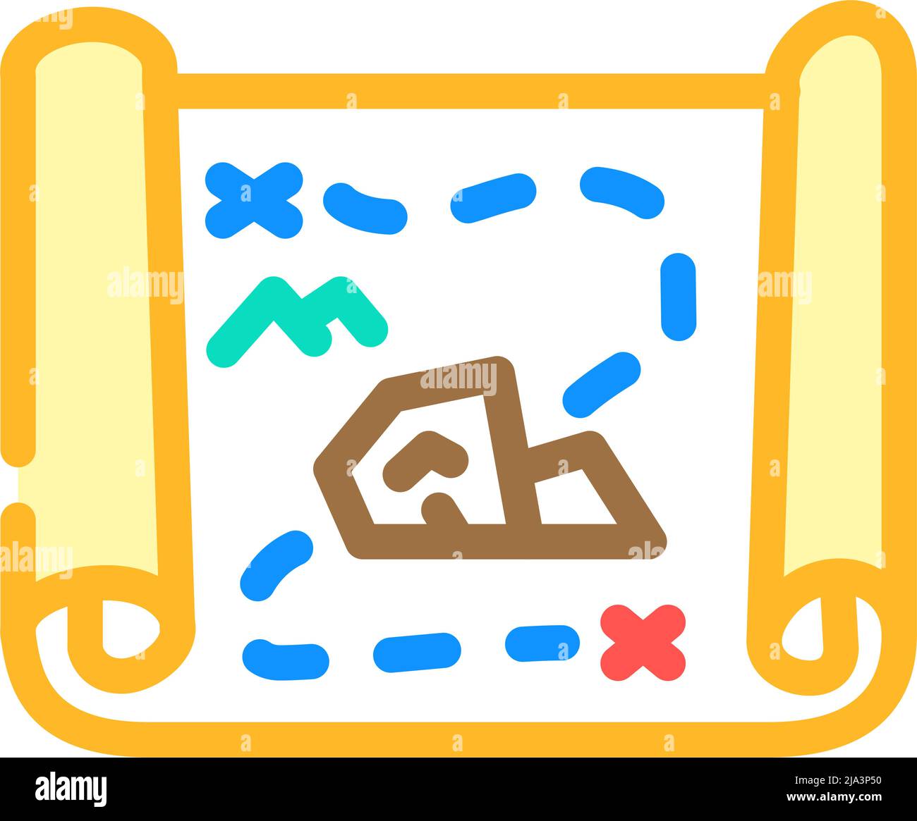 map with treasure color icon vector illustration Stock Vector Image ...